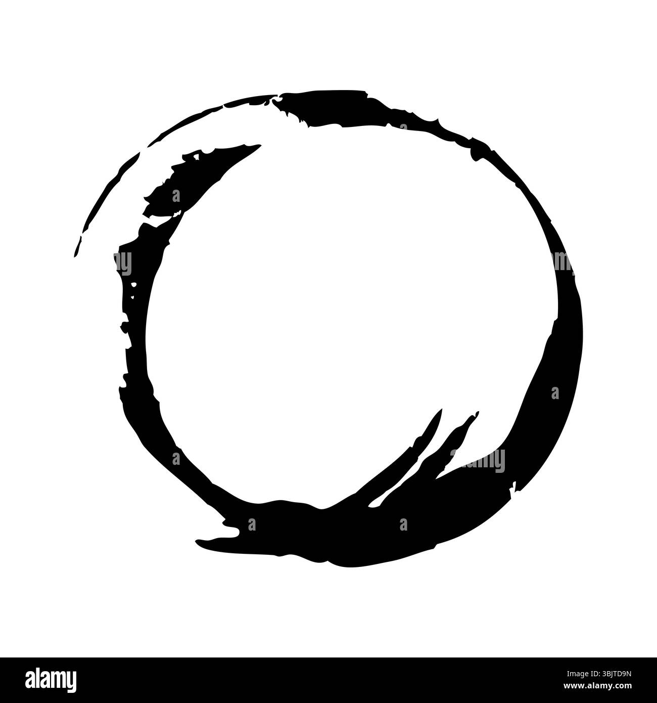 Ink circle icon. Hand drawn symbol. Grunge black ring. Vector artistic ...