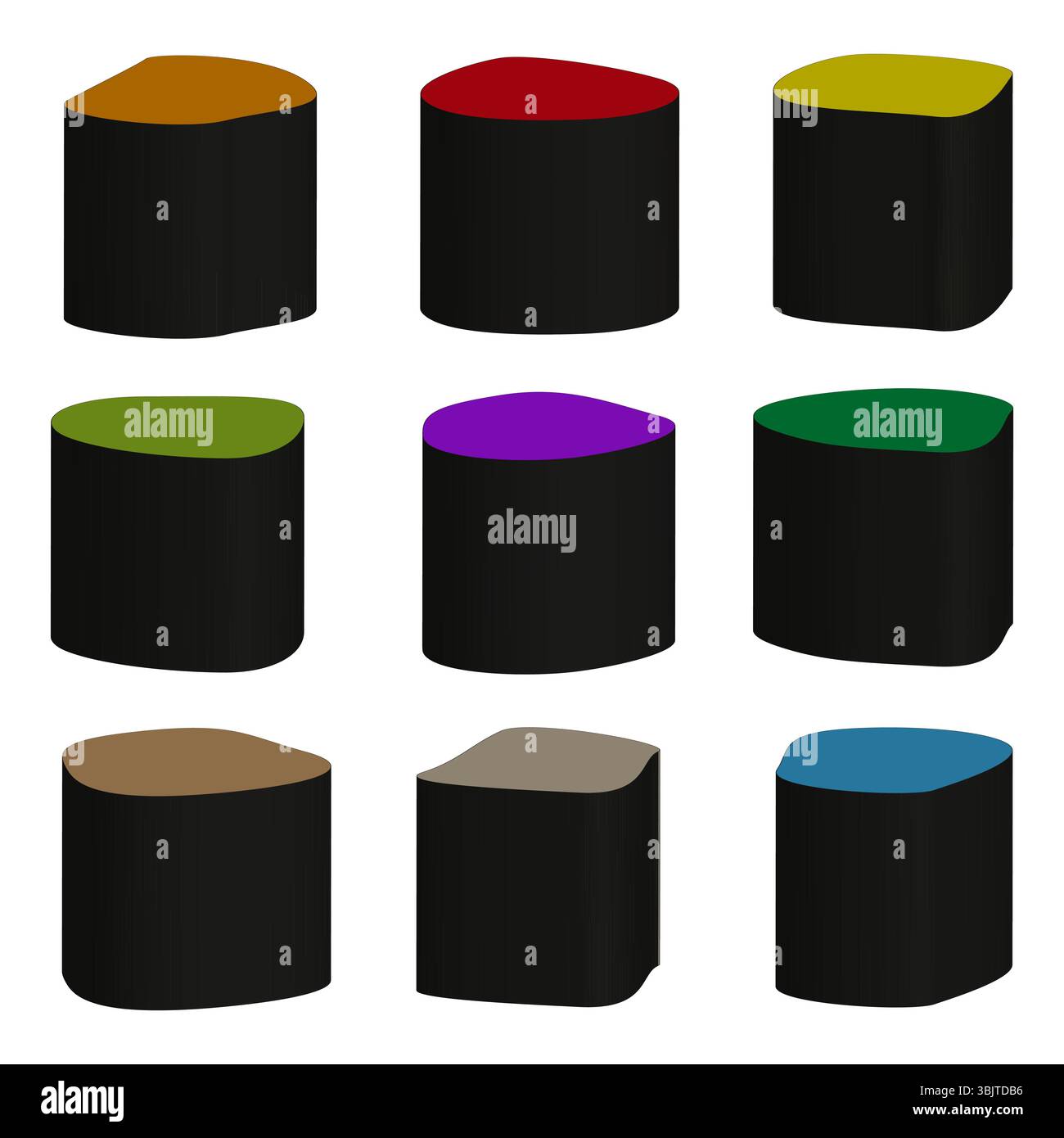 Isometric cylinder set. Colorful 3d object. Vector geometric shape ...