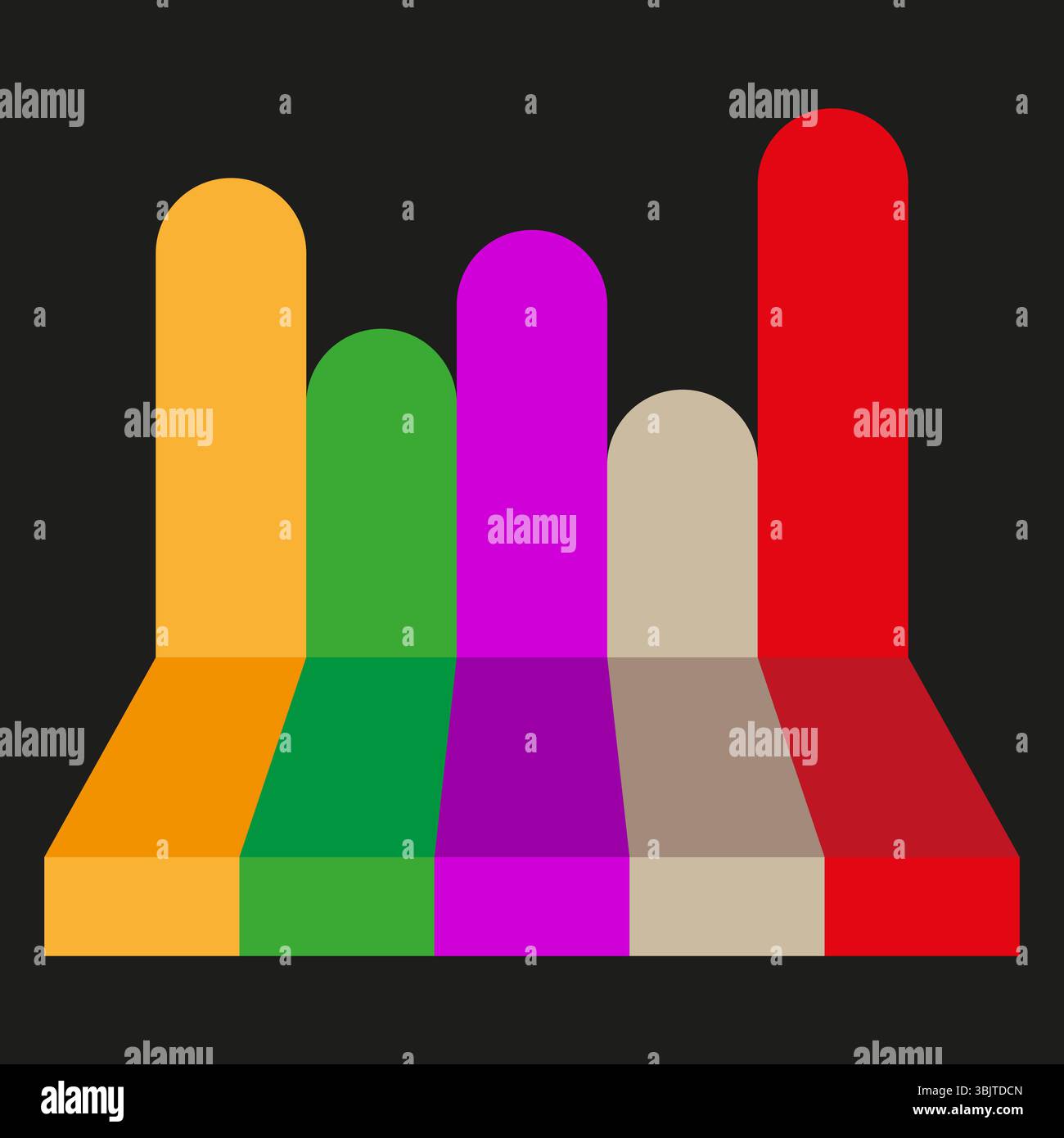 Colorful bar chart. Bright glossy columns. Data visualization vector ...