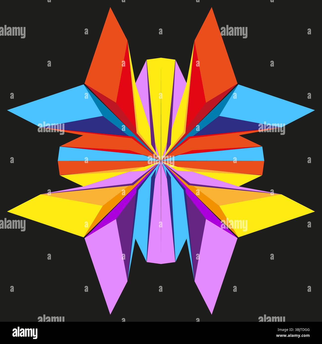 Star flower icon. Bright petal pattern. Colorful radial form. Vector ...