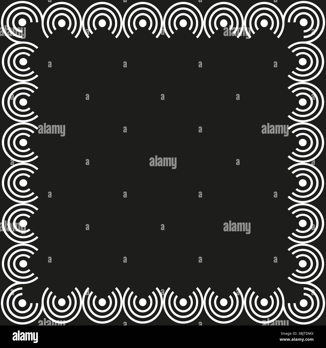 Decorative black frame. Scalloped border vector. Curved edge outline ...