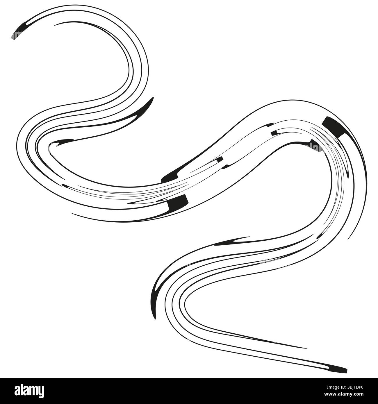 Wavy line elements. Abstract flowing stripes. Dynamic curve vector ...