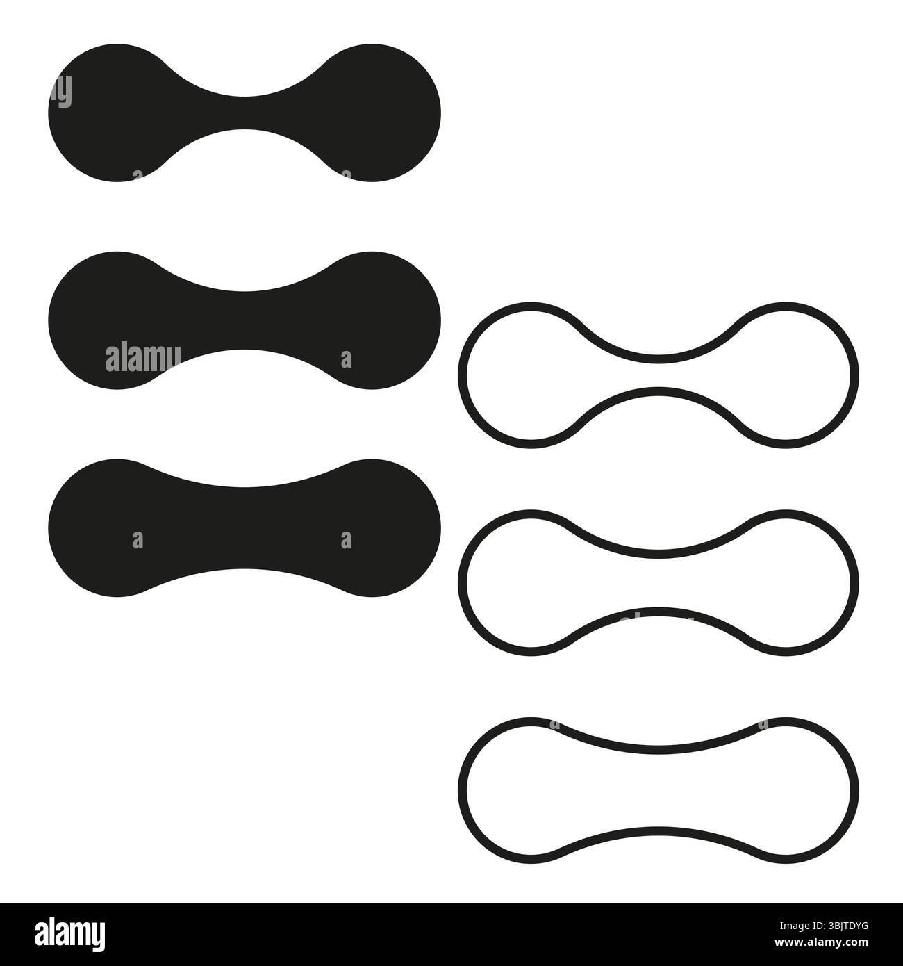 Wavy line icon. Curved form vector. Fluid shape layout. Abstract black ...