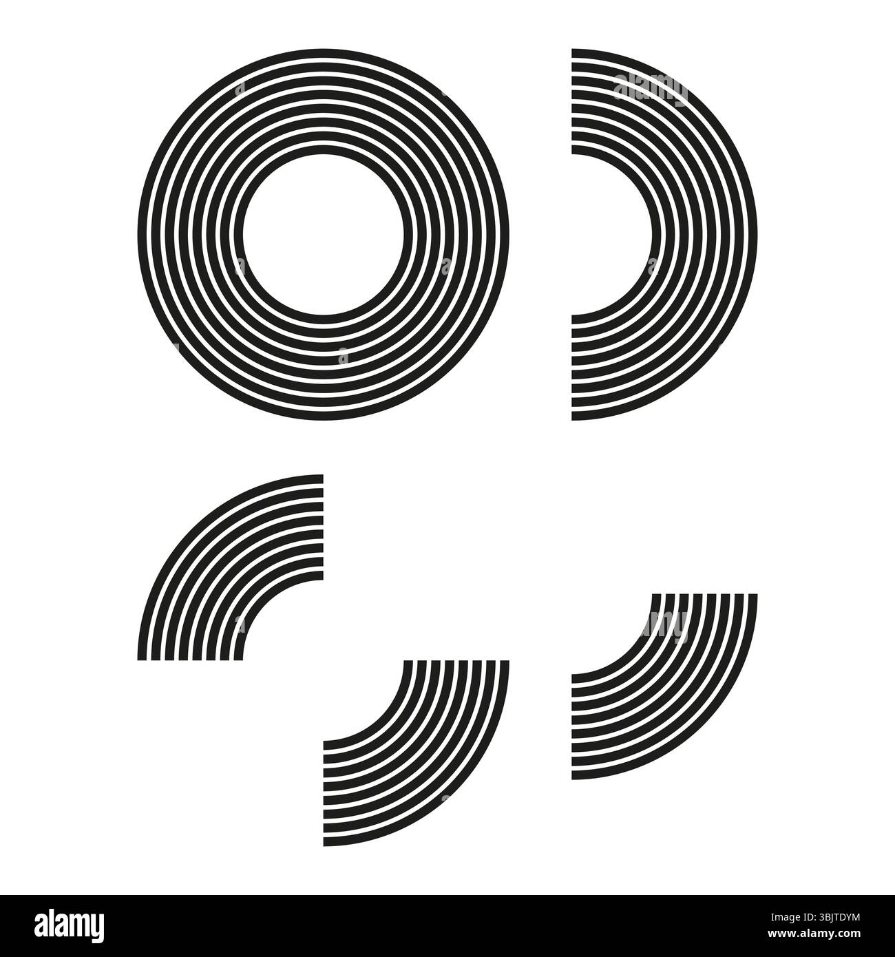 Circular arc icon. Bold line shape. Geometric vector form. Modern black ...