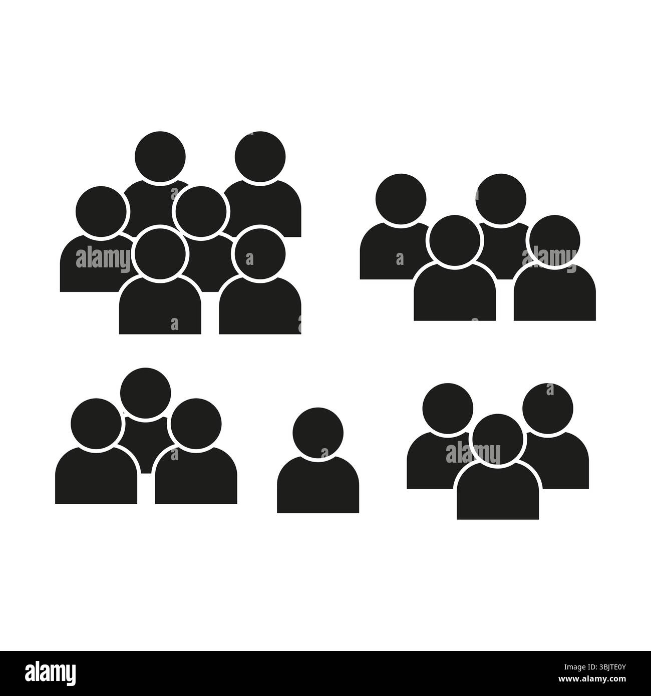 Human crowd icon. Social group symbol. Diverse people silhouttes ...