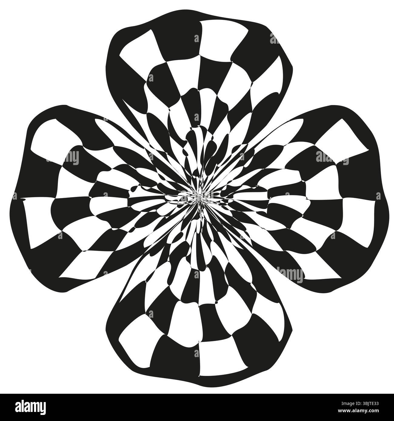 Checkered flower symbol. Black white cross. Vector floral pattern ...