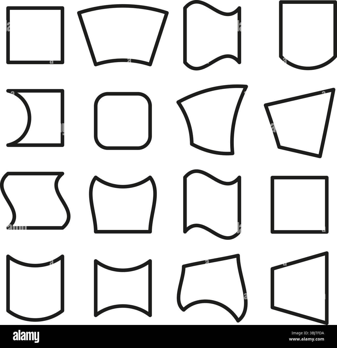 Geometric outline icons. Shape collection vector. Abstract black forms ...