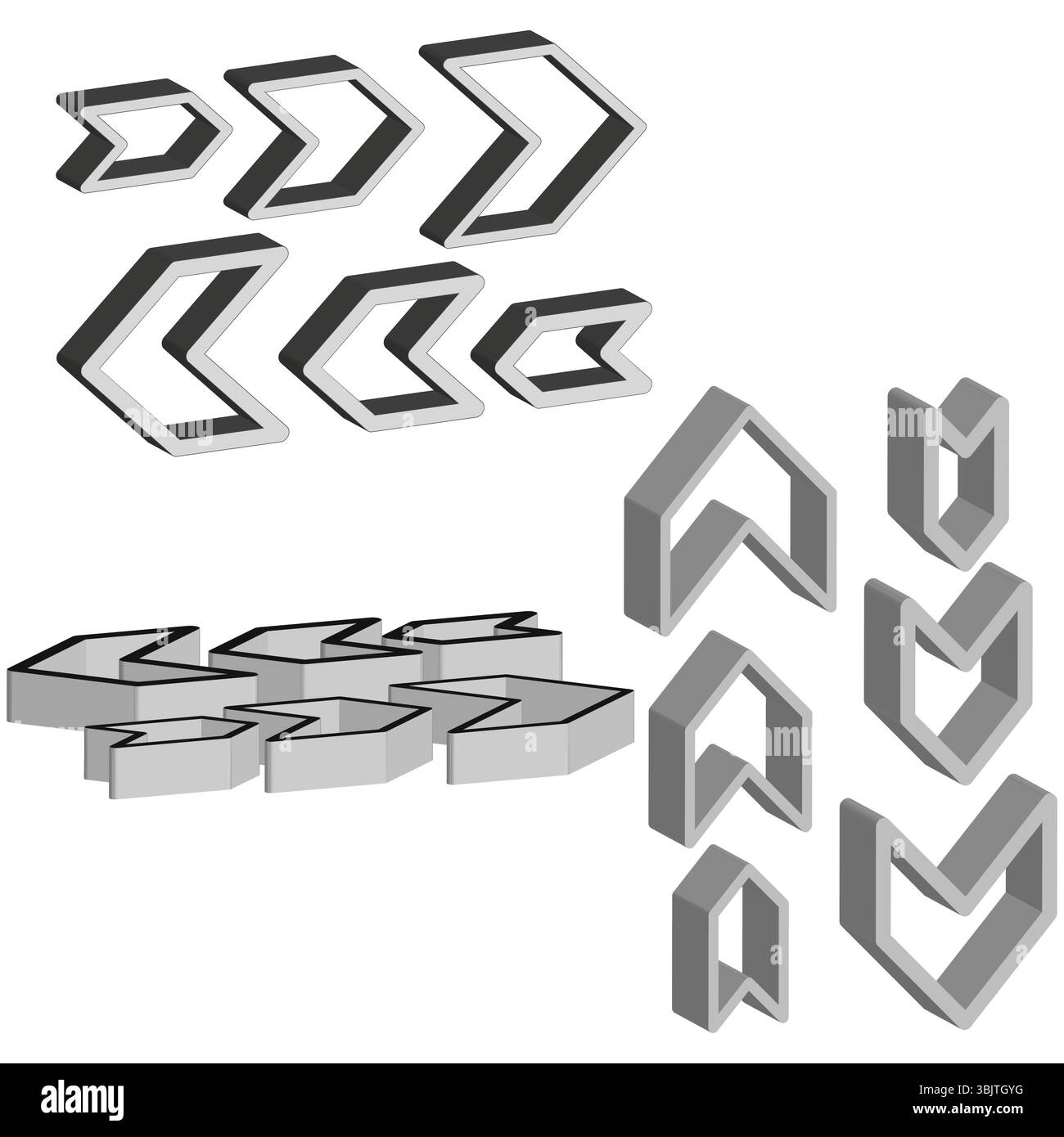 Gray chevron arrows. Directional pattern strips. Vector movement design ...
