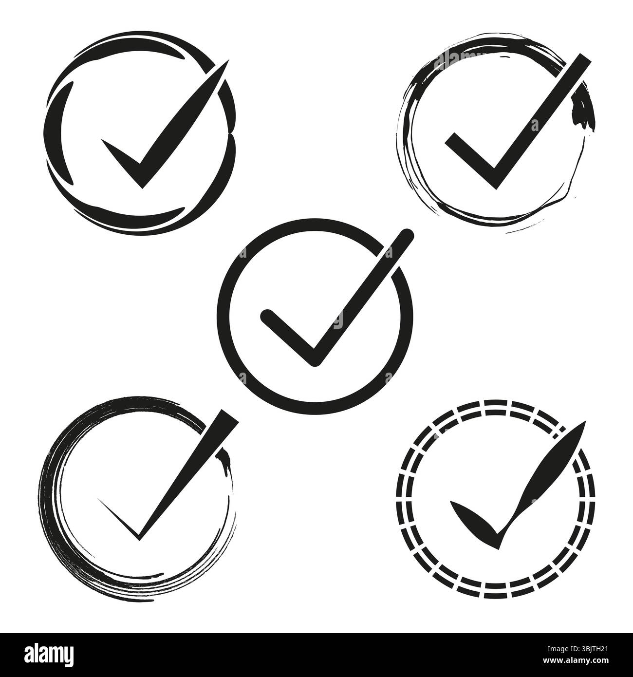 Check mark icon. Circle approval shapes. Vector tick symbols. Validation graphic design Stock ...
