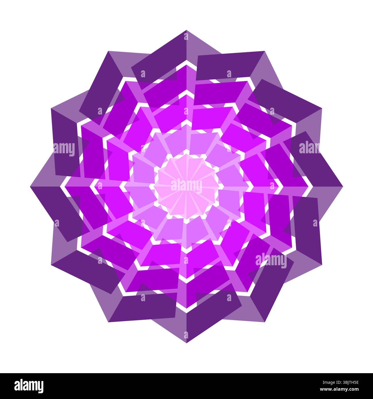 Purple flower shape. Abstract geometric bloom. Vector layered petals ...