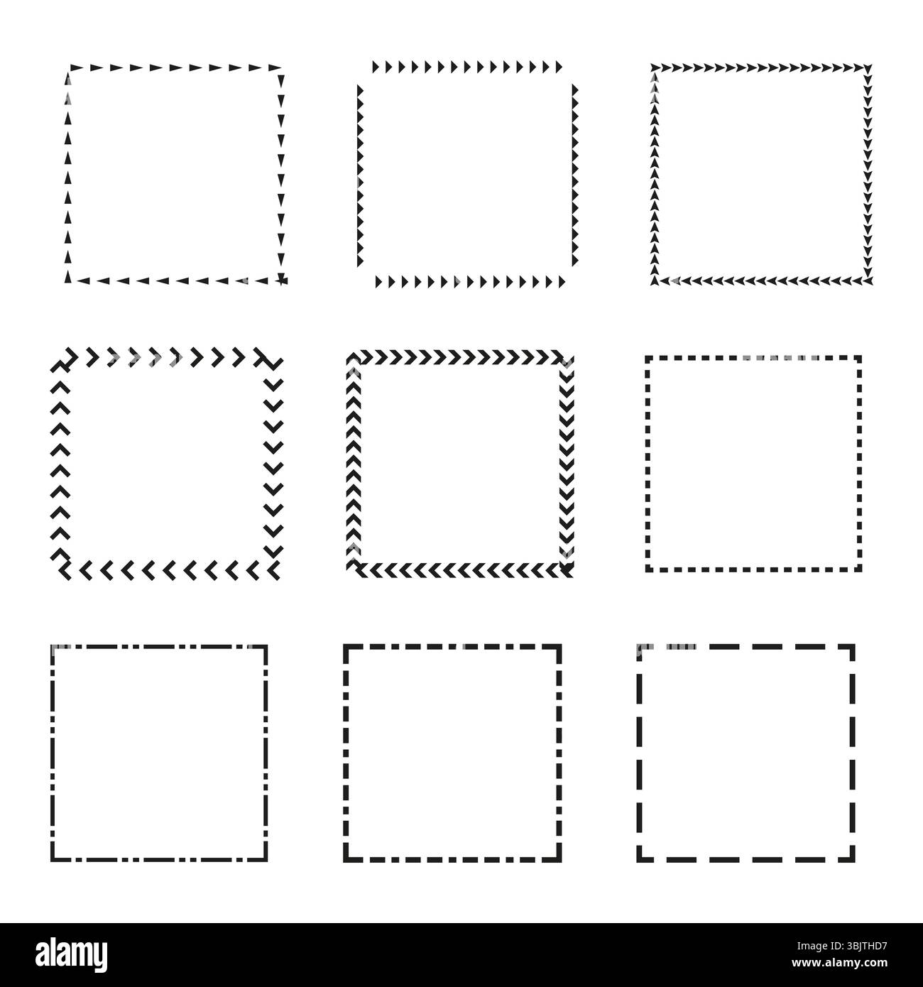 Dotted square frames. Vector shape outlines. Black white minimalism ...