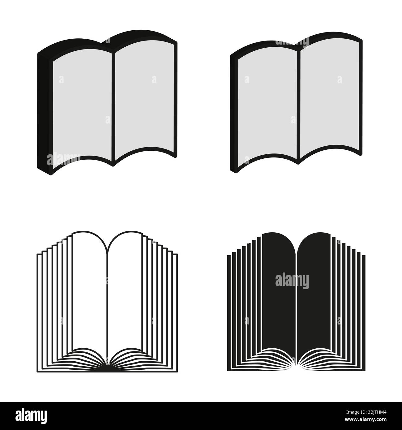 Open book icon. Flat textbook shape. Spread pages symbol. Monochrome ...