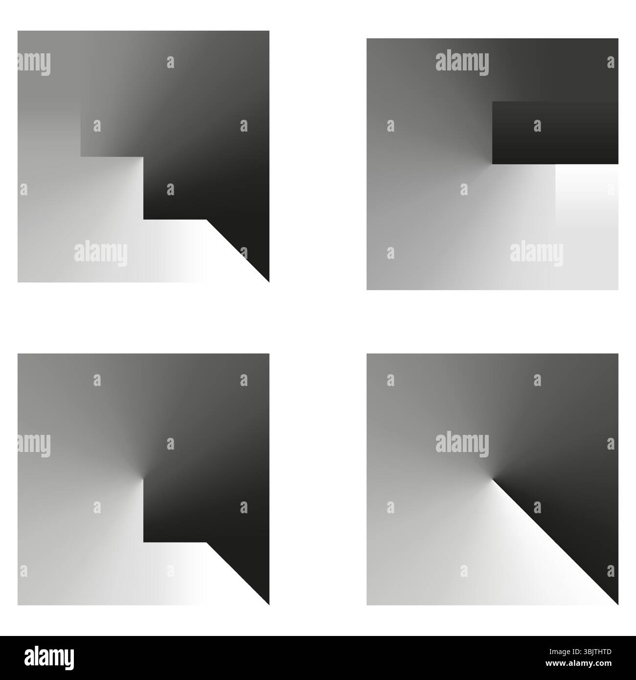 Corner shadow icon. Vector frame depth. Quadrant layout shape. Dark ...