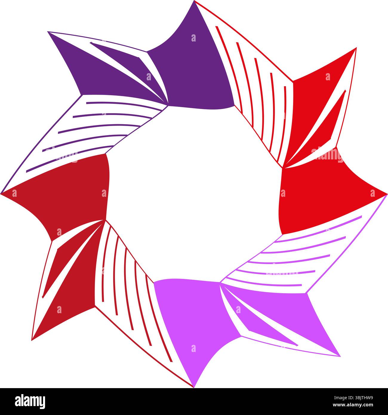 Star petal icon. Rotated shape figure. Purple red symbol. Vector flower ...