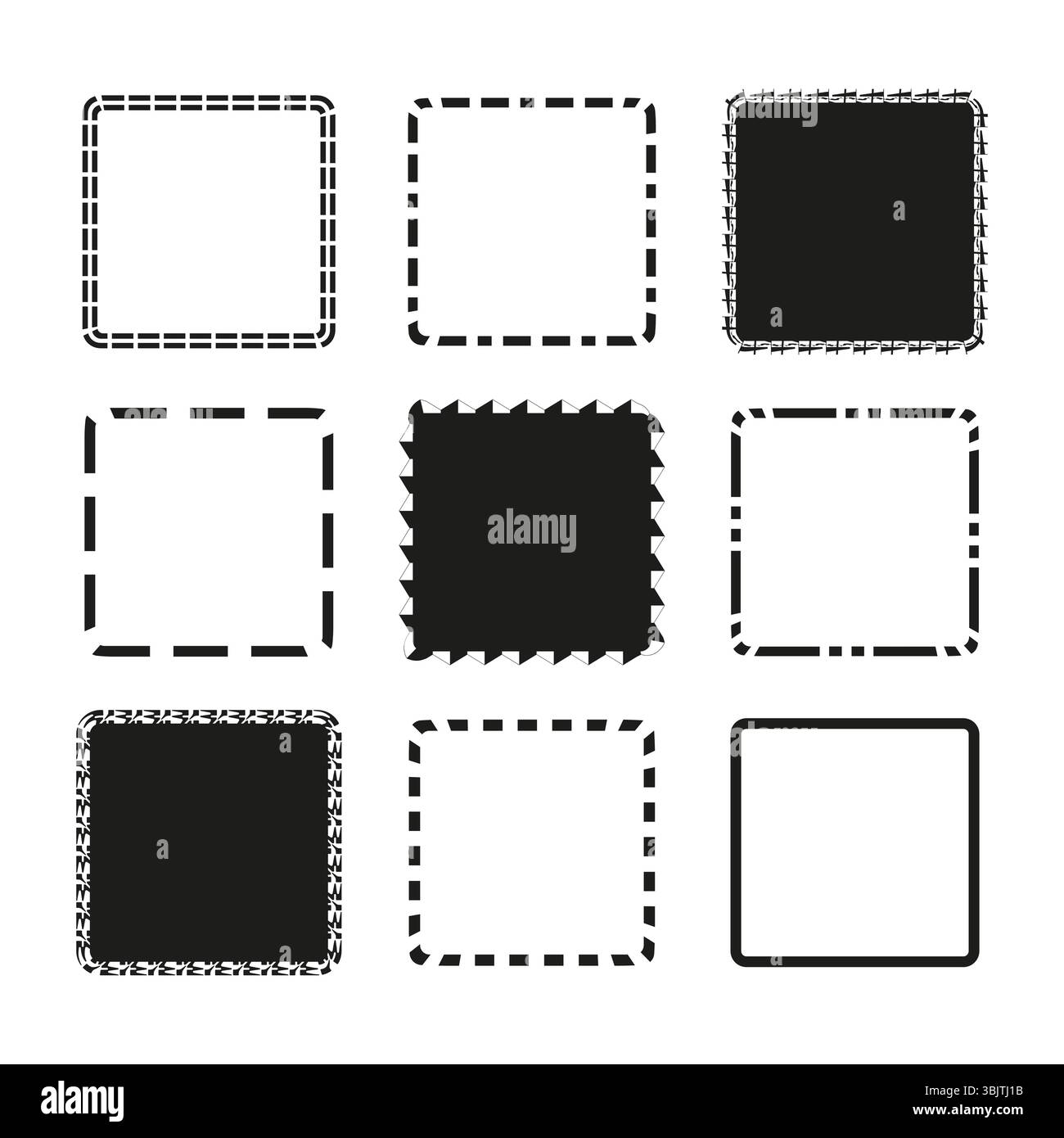Dotted square set. Sketchy box symbol. Vector outline element. Geometric shape frame Stock ...