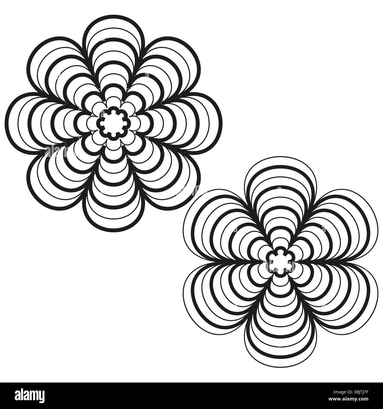 Floral spiral symbol. Decorative black pattern. Abstract petal icon ...