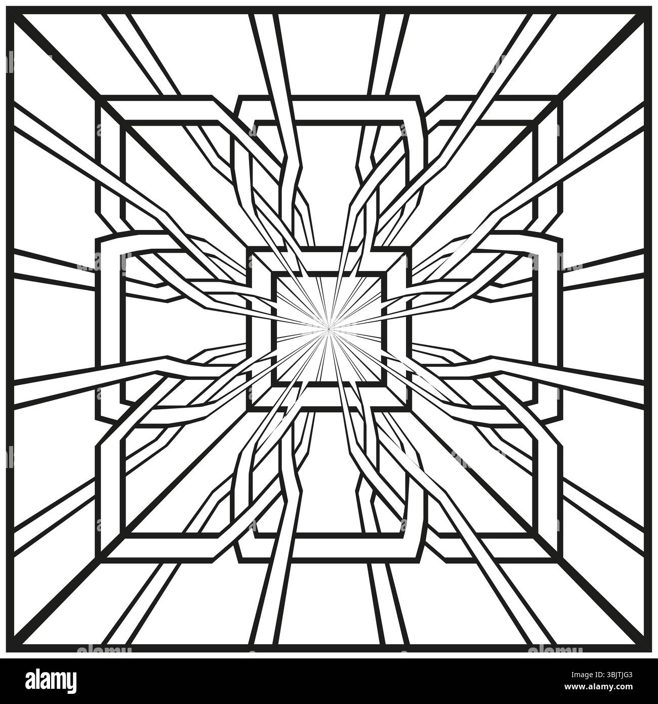 Geometric star icon. Abstract radial shape. Symmetric block pattern ...