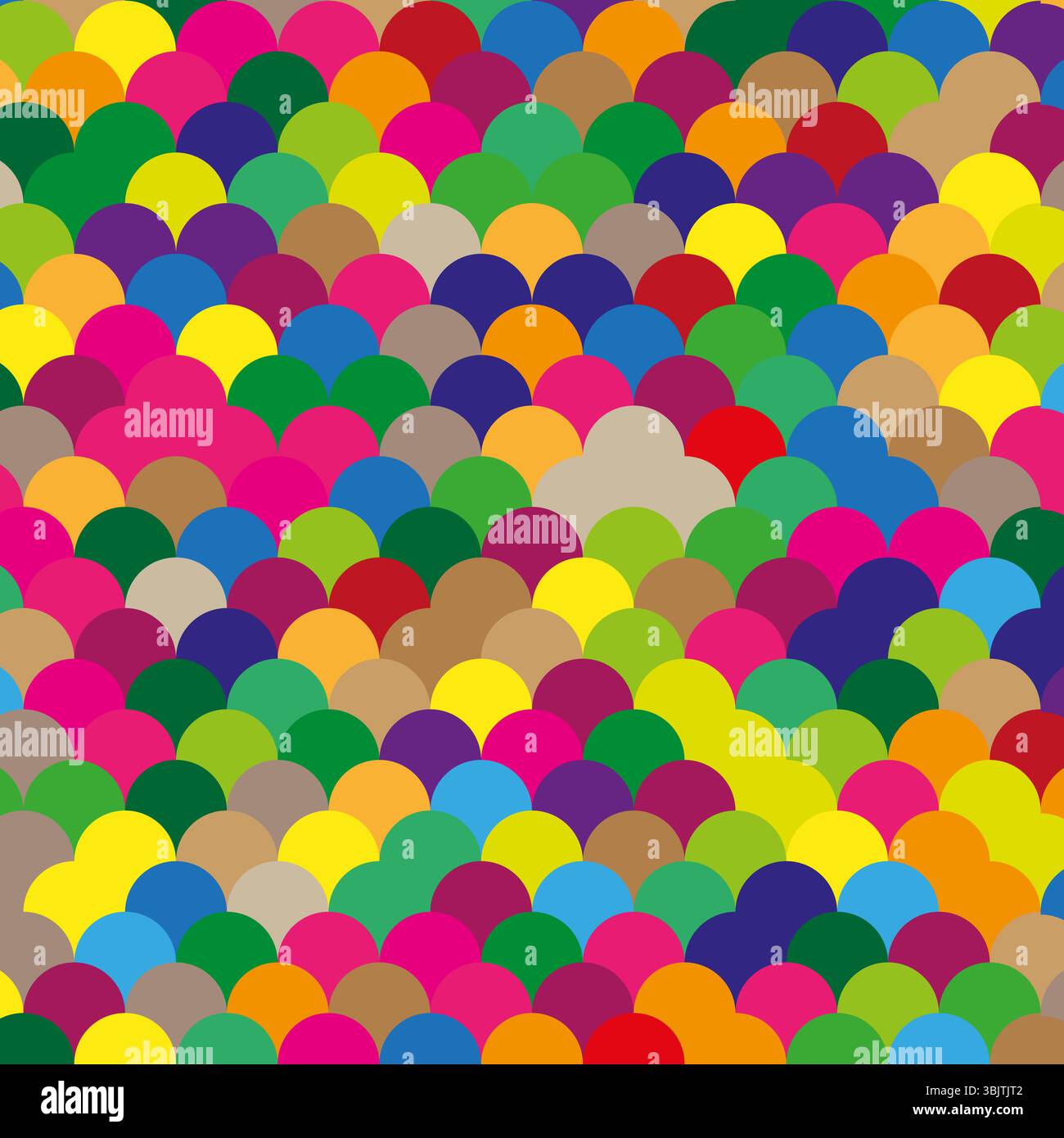 Colorful scale pattern. Rainbow texture tiles. Overlapping semicircle ...
