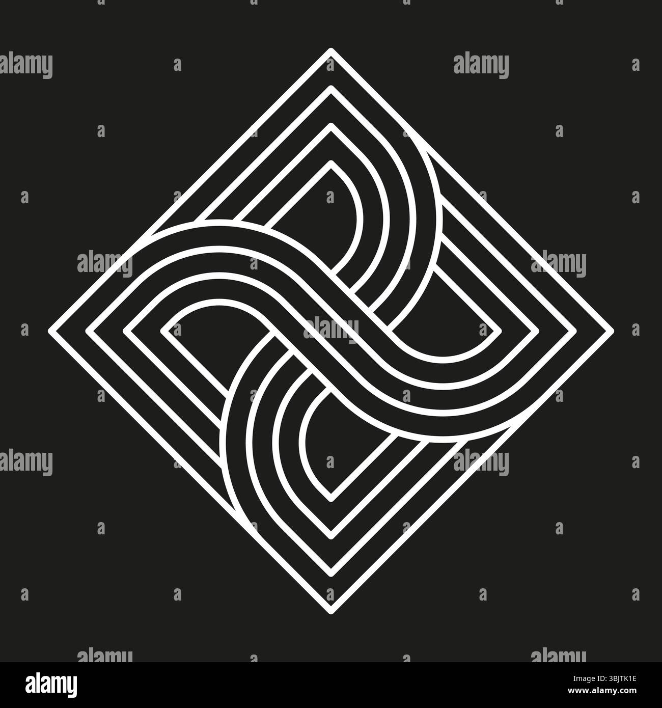 Twisted line shape. Abstract white spiral. Vector black background ...
