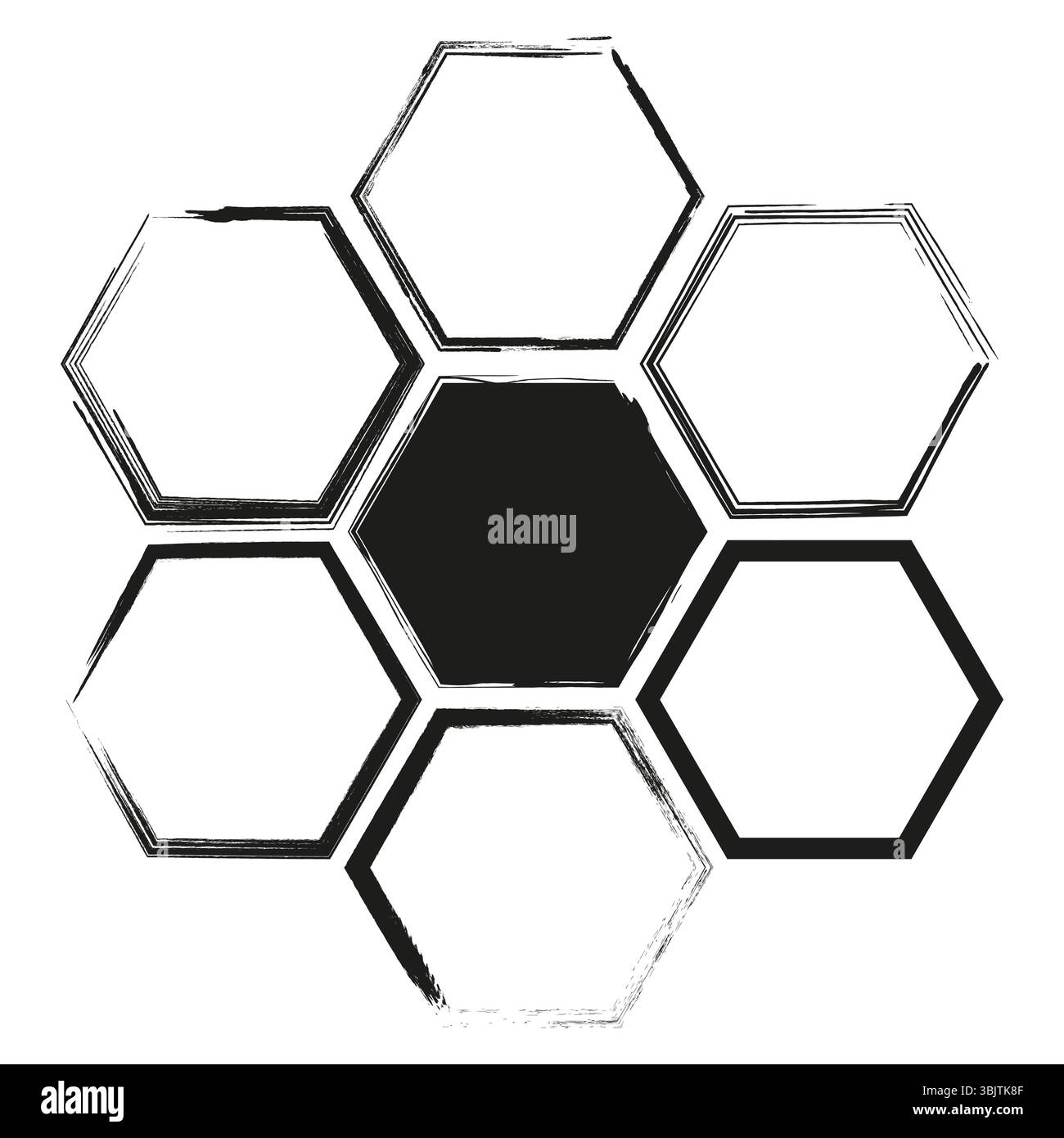 Hexagon icon shape. Dark center element. Geometric cell pattern. Vector ...
