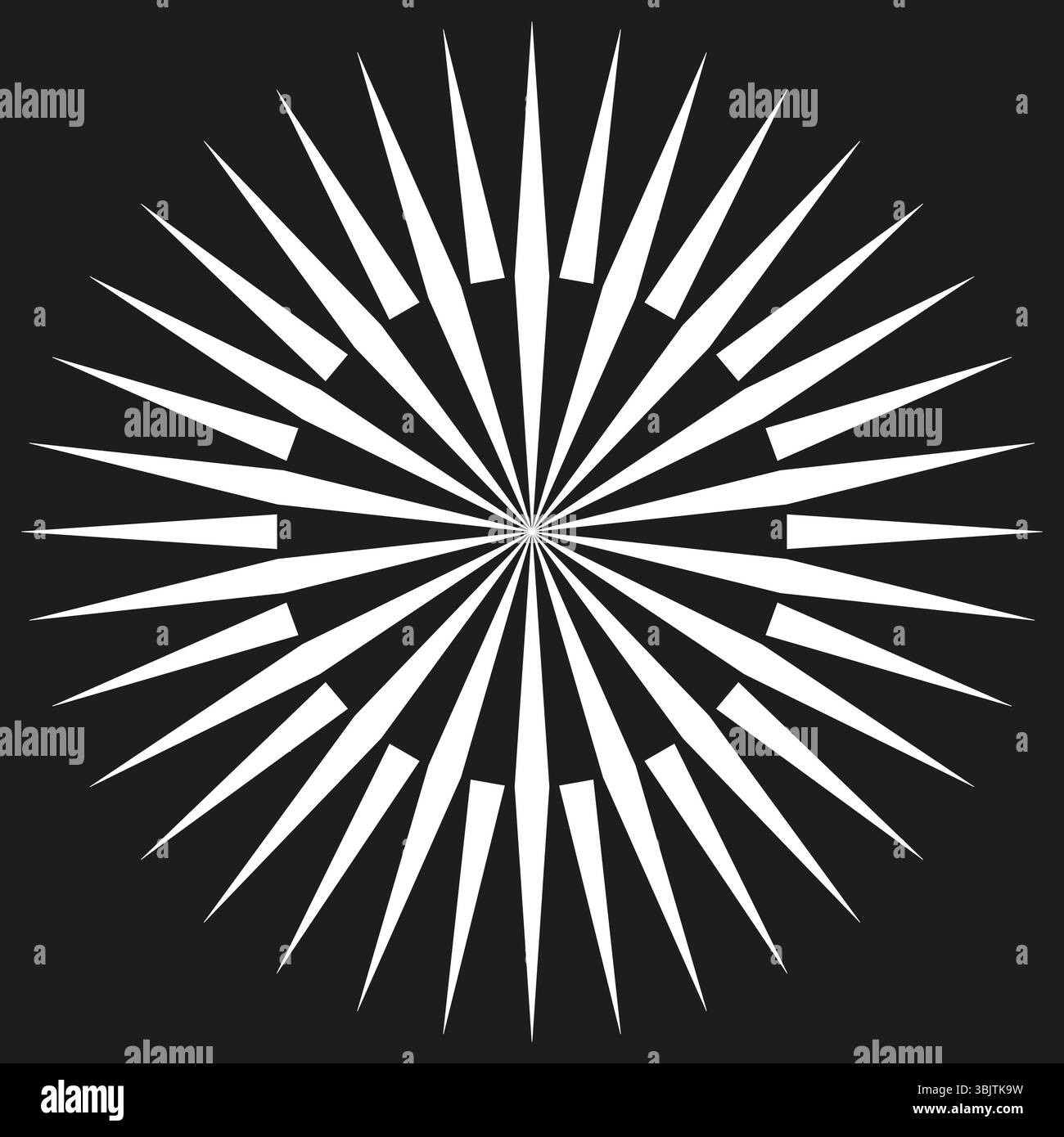 White starburst shape. Black background contrast. Sharp spiked symbol ...