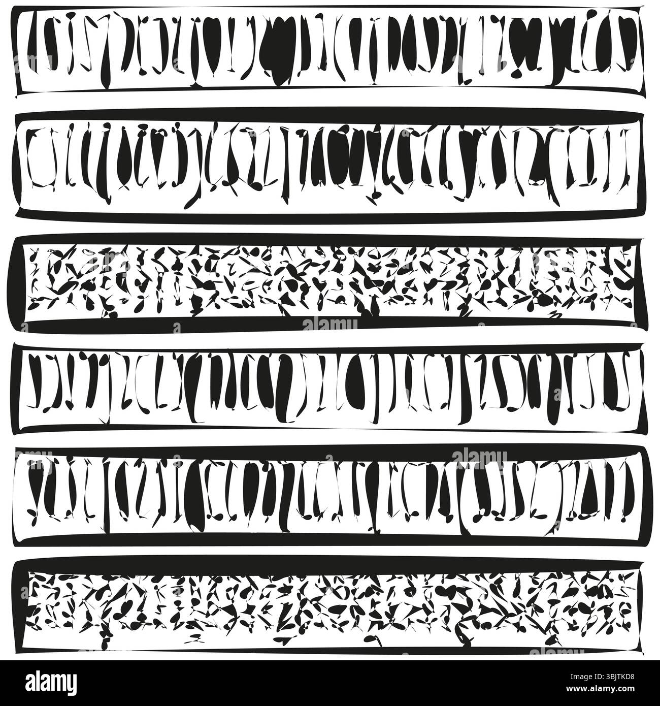 Distorted stripe texture. Wavy rectangle pattern. Black vector lines ...