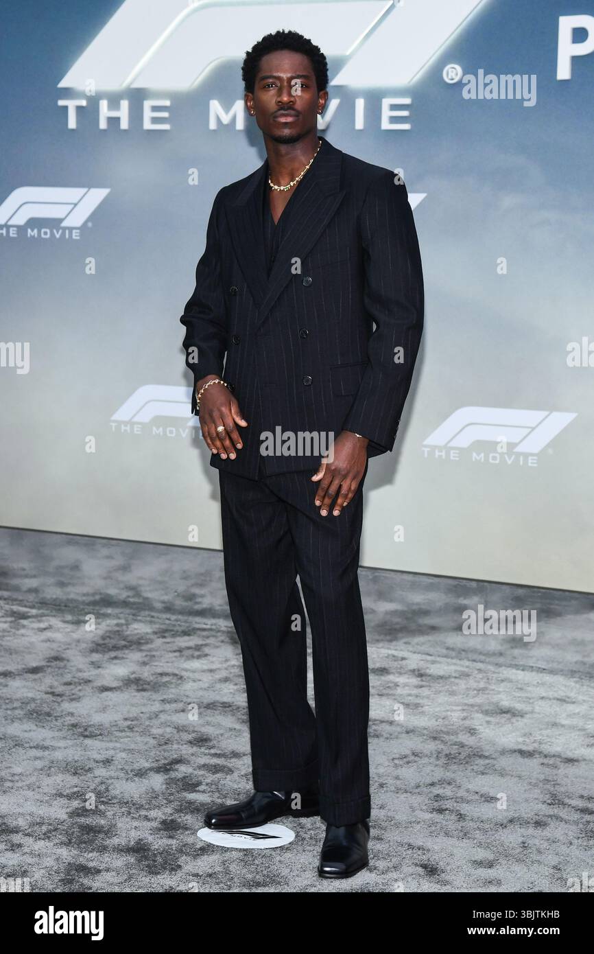 Damson Idris walking on the red carpet during “F1: The Movie” New York ...