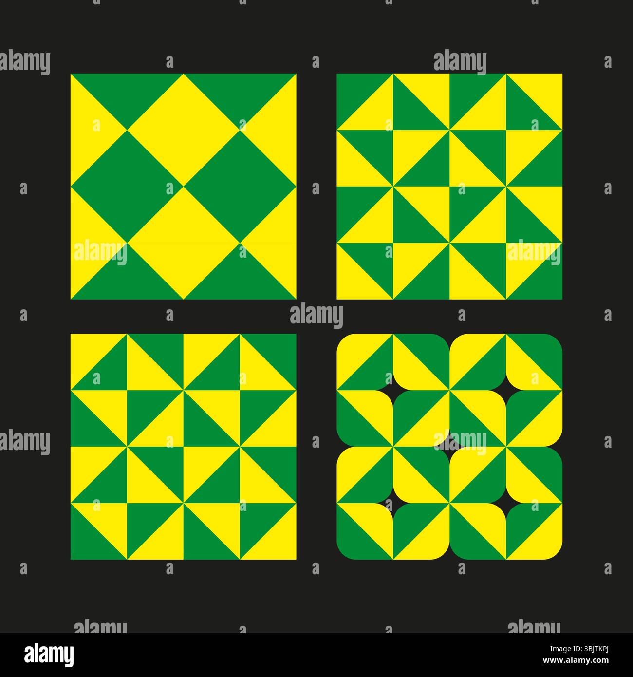 Geometric shape tiles. Green yellow pattern. Vector symmetry layout ...