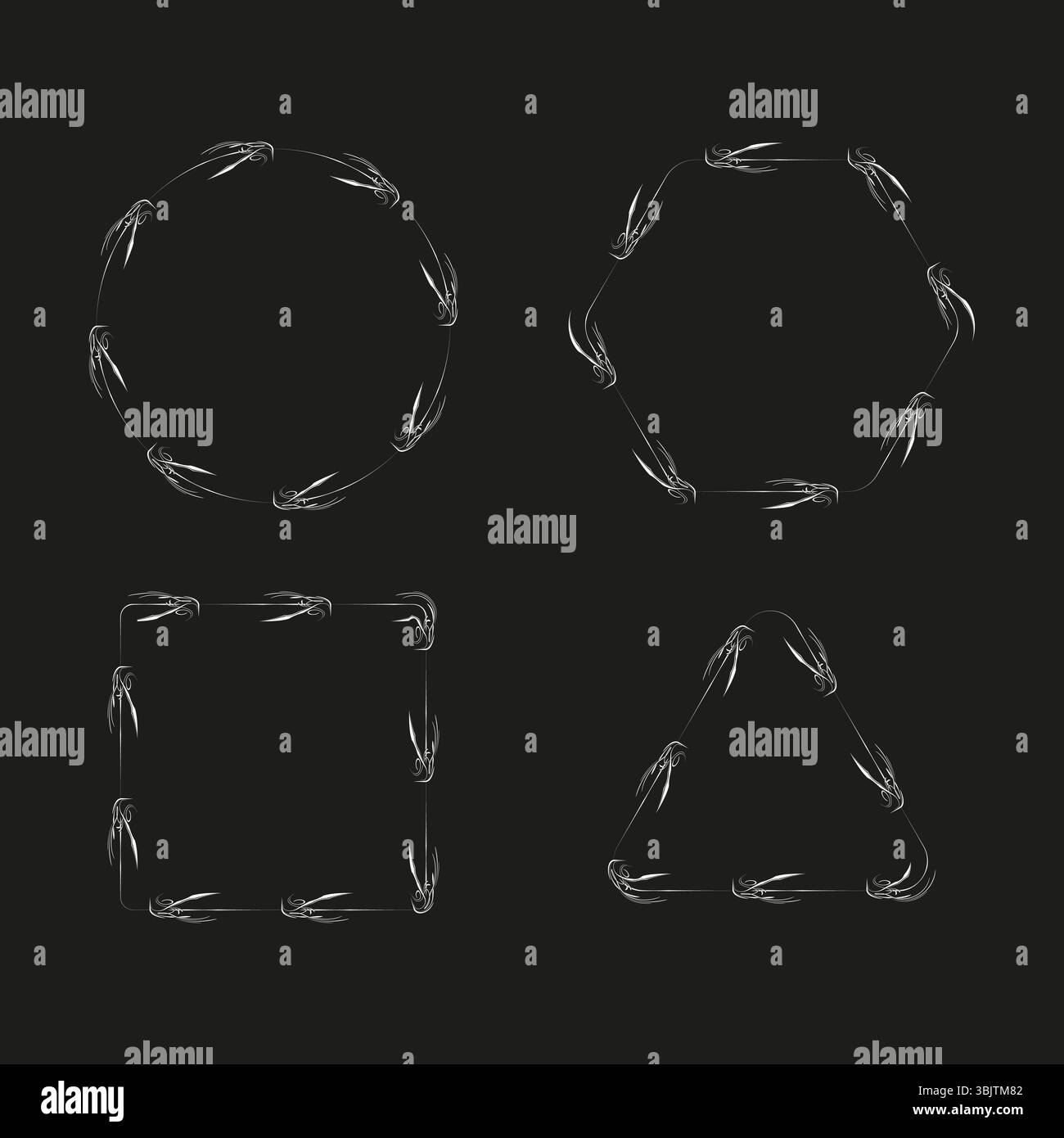 Geometric frames set. Circle triangle square hexagon. White vector ...