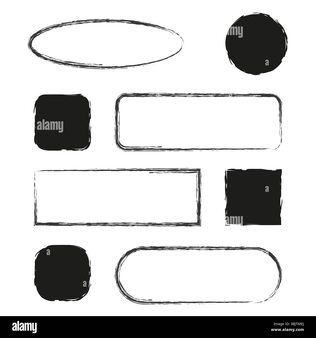 Brush stroke shapes. Grunge vector forms. Abstract paint symbol. Hand ...