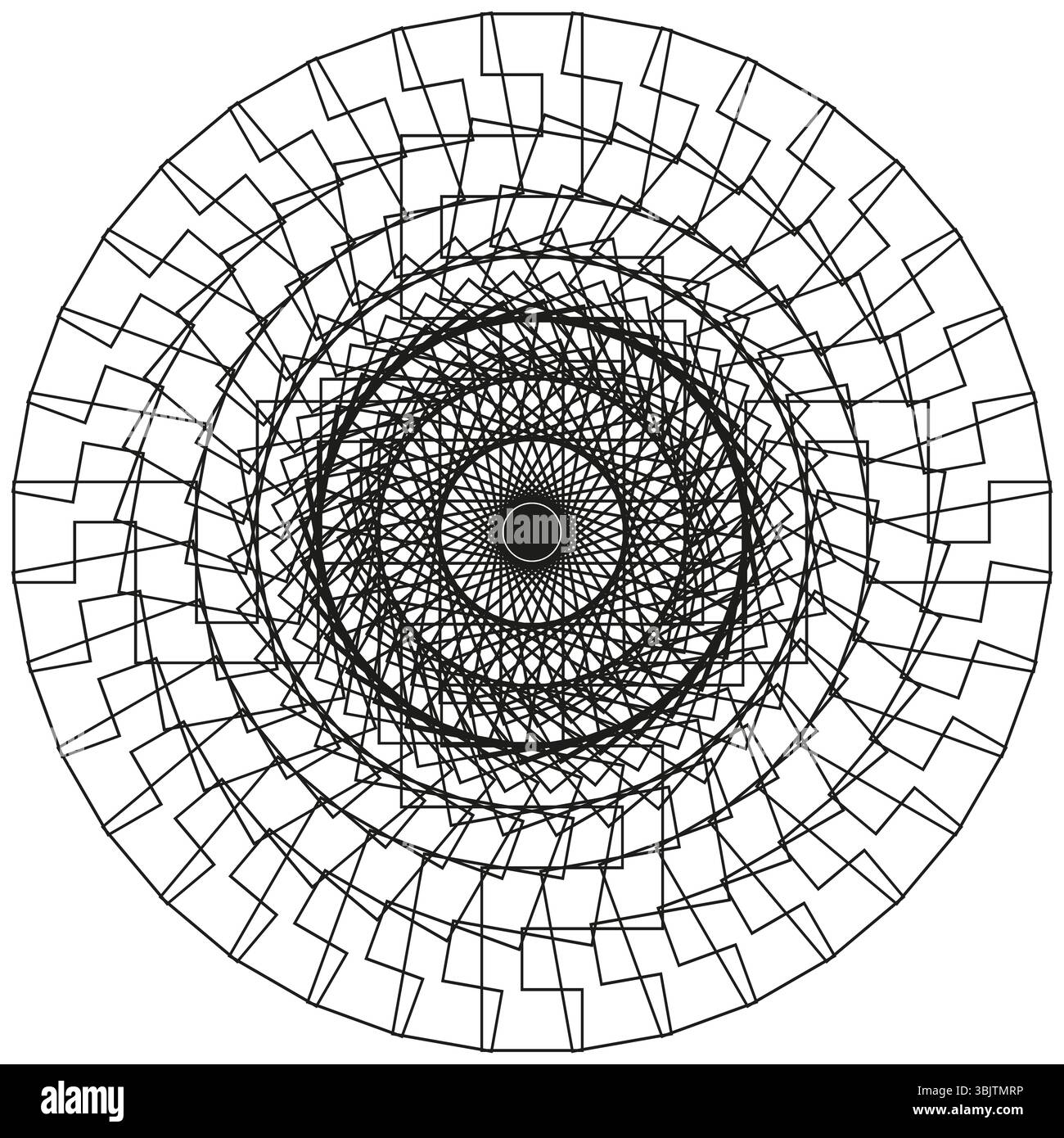 Circular mesh pattern. Abstract concentric lines. Round symmetry shape ...