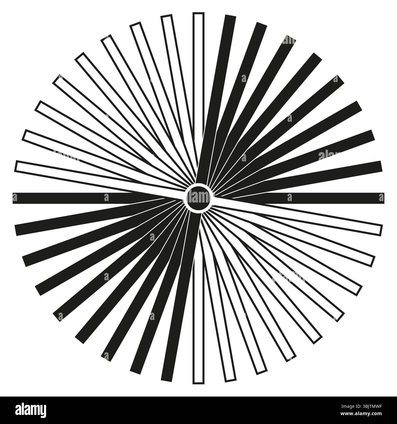 Radial stripe icon. Bold contrast wheel. Dynamic spin shape. Vector ...