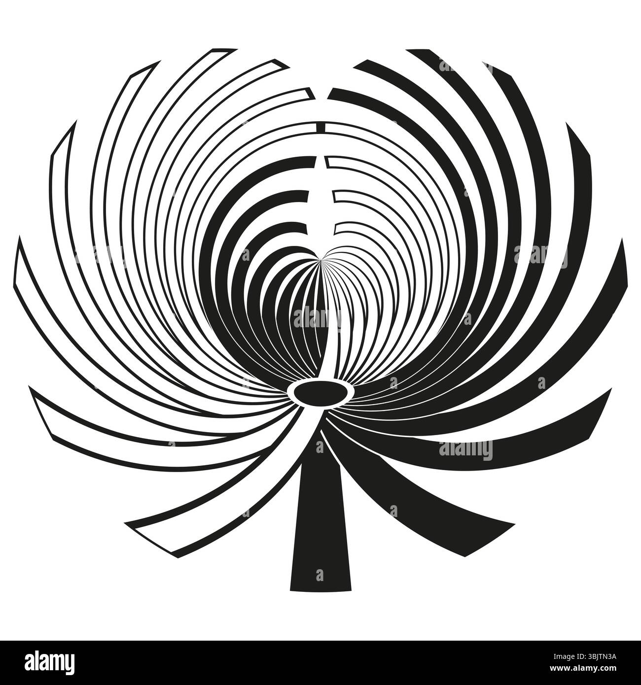 Dynamic spiral icon. Swirling fan pattern. Hypnotic flow shape. Vector ...