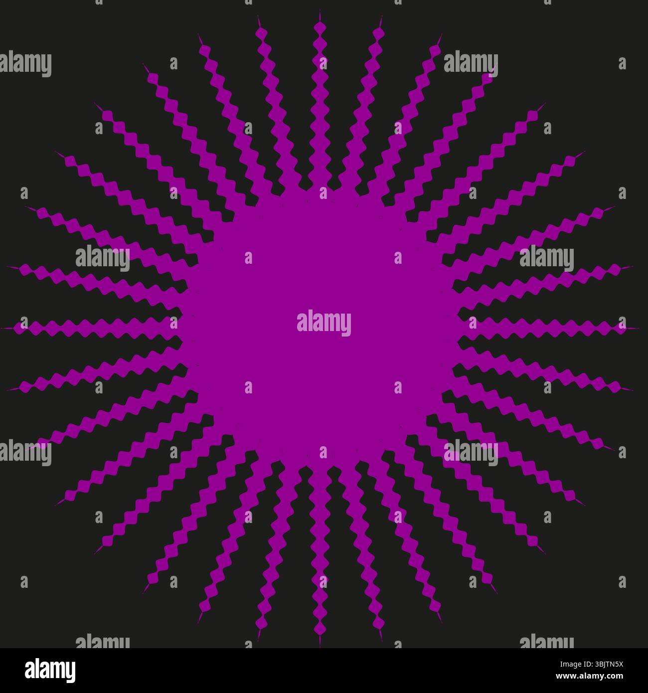 Violet sunburst shape. Zigzag rays circle. Purple radial symbol. Dark ...