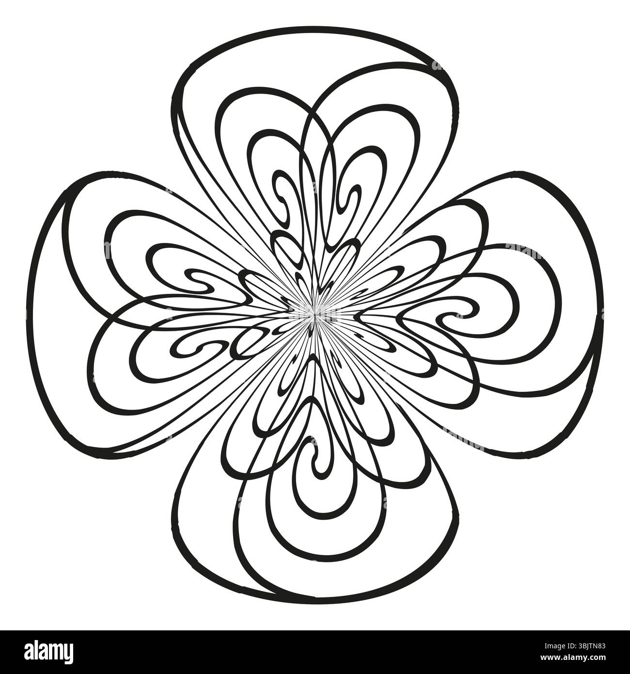 Abstract petal swirl. Curvy flower icon. Continuous line blossom ...