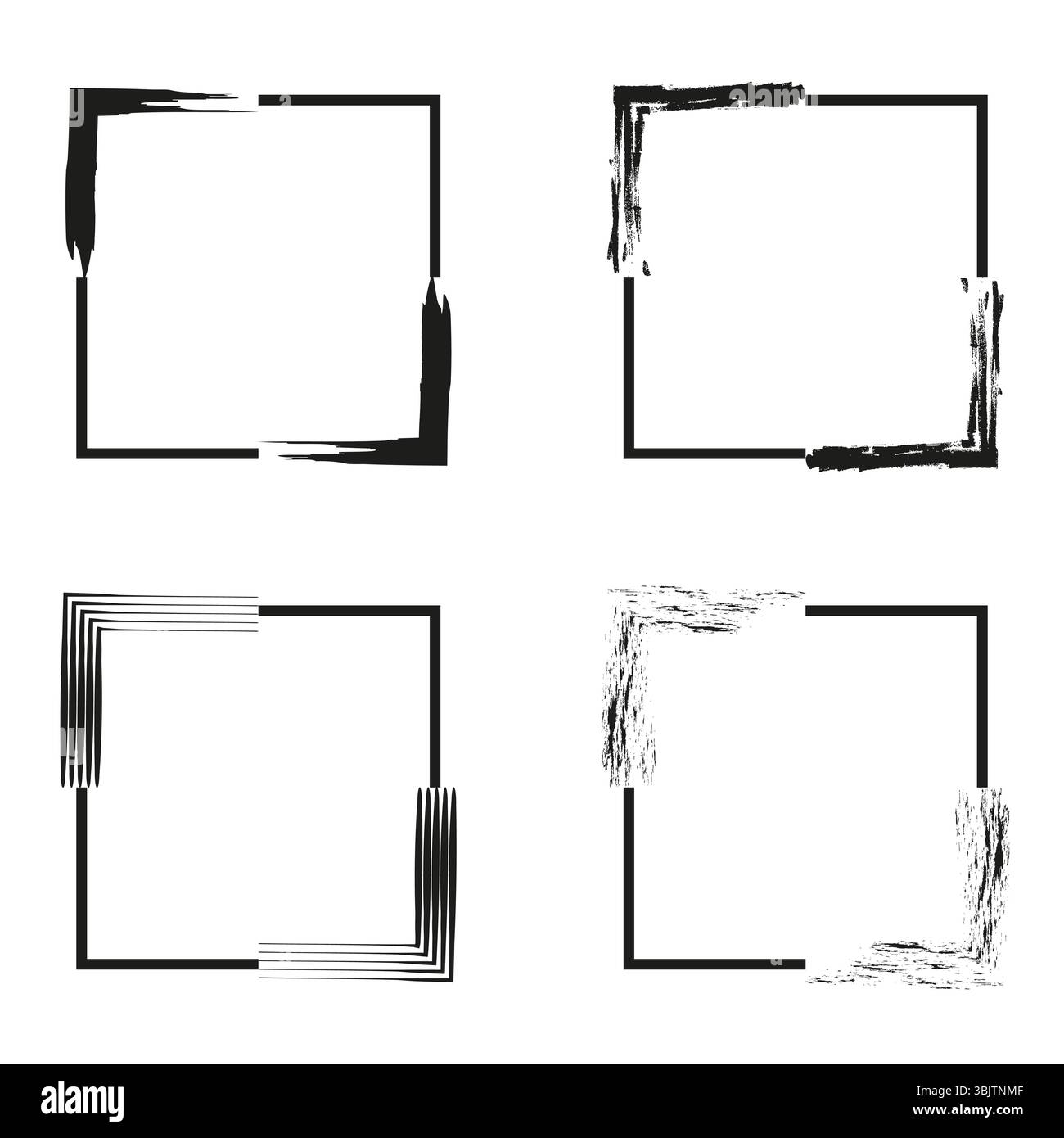 Square outline frame. Grunge square shape. Textured box symbol. Vector ...