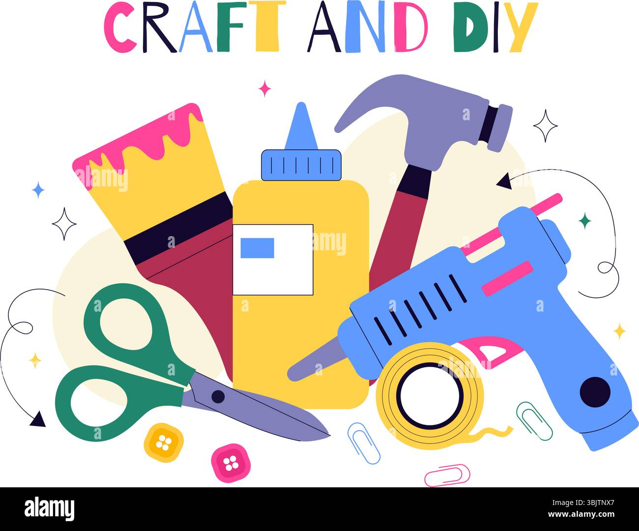 Craft Workshop Vector Illustration Featuring a DIY Class with Artist ...