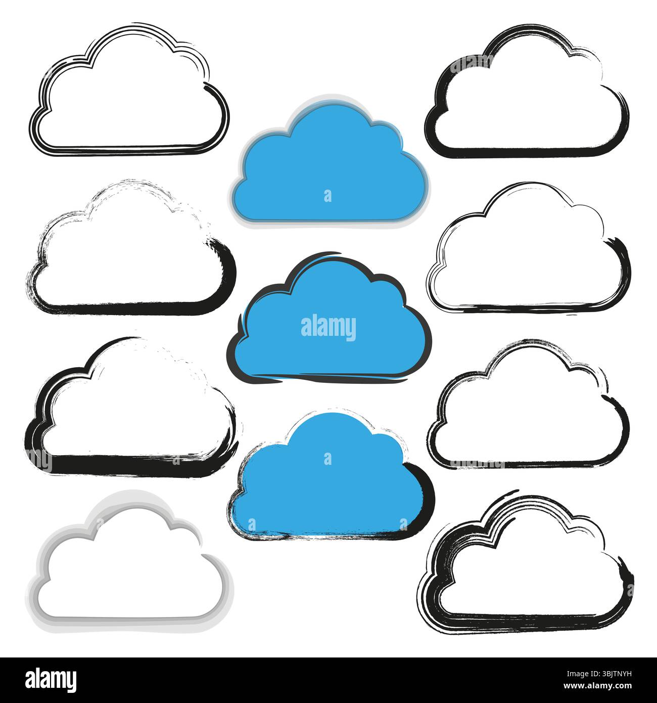 Cloud vector collection. Sky weather symbol. Puffy outline figure ...
