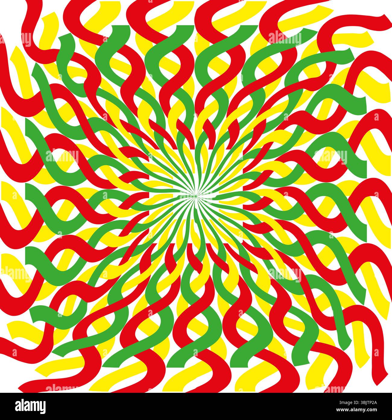 Colorful radial lines. Optical illusion pattern. Red yellow green ...