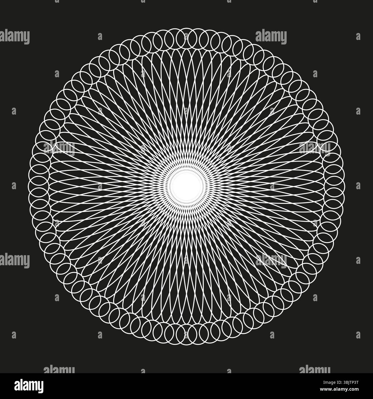 White circular pattern. Radiant vector shape. Concentric line form ...
