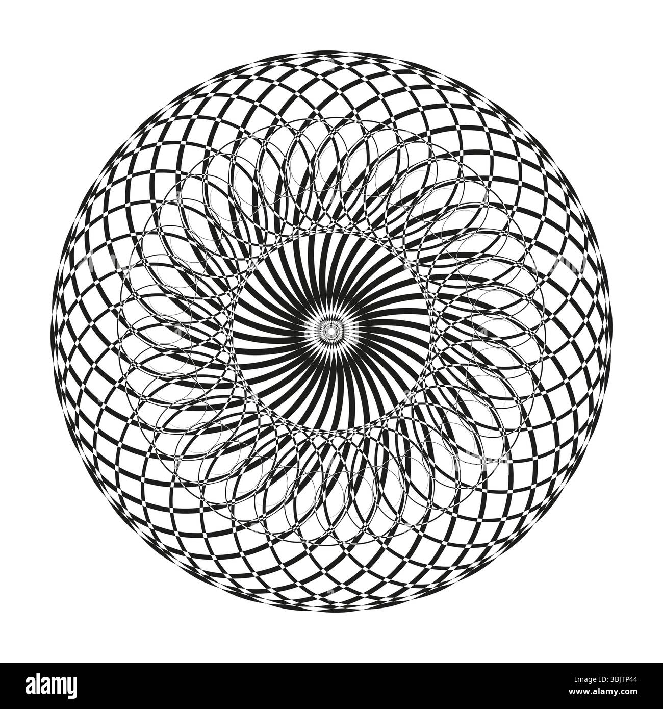 Monochrome spiral icon. Circular hypnotic shape. Concentric black ...