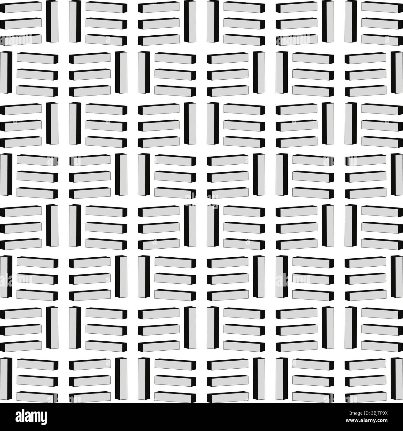 Repeating pattern tiles. Geometric perspective form. Monochrome surface ...