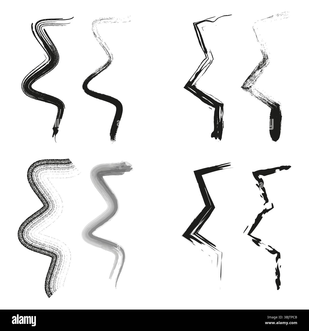 Wavy distorted lines. Hand drawn zigzag. Irregular flow strokes. Vector ...
