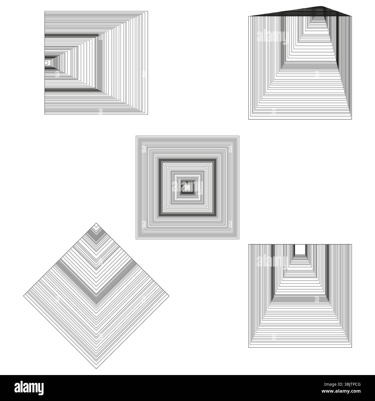 Line square vector. Optical form shape. Abstract geometry illusion ...