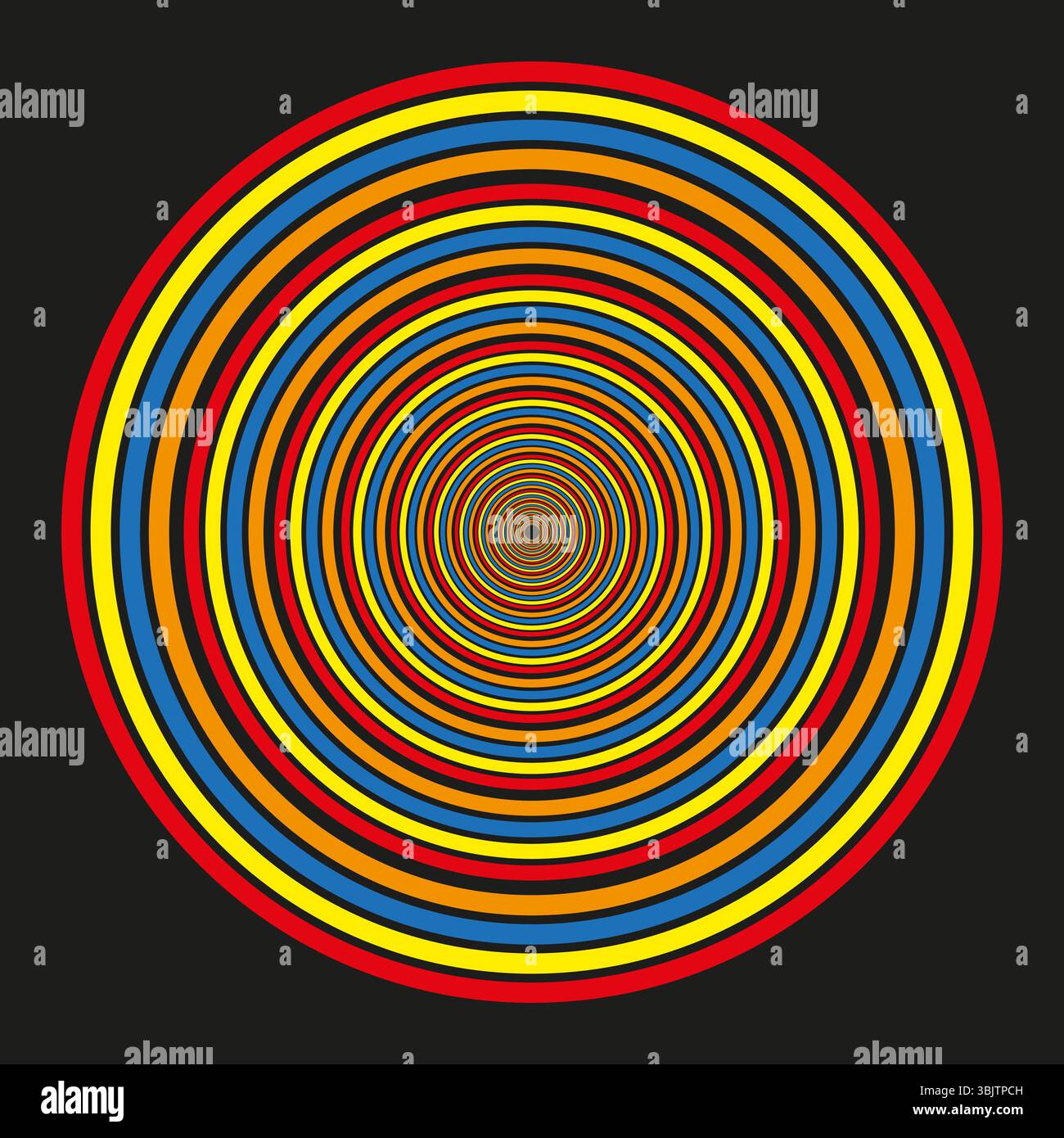 Rainbow tunnel effect. Concentric color rings. Vector spiral illusion ...