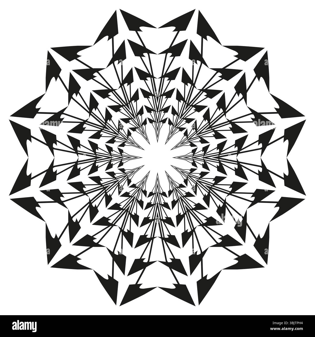 Radial mandala icon. Ornamental star symbol. Geometric flower vector ...