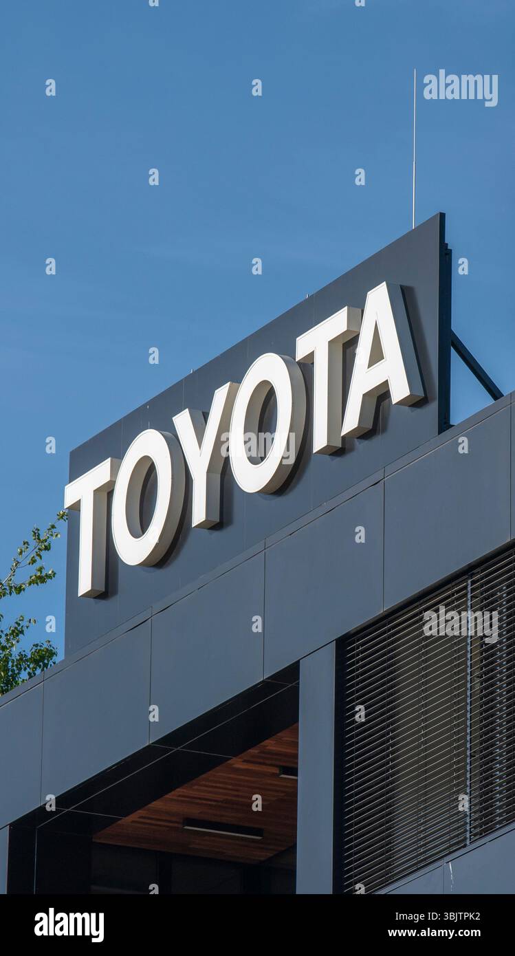 Bratislava, Slovakia - May, 10, 2025 : Toyota dealership sign . Toyota ...