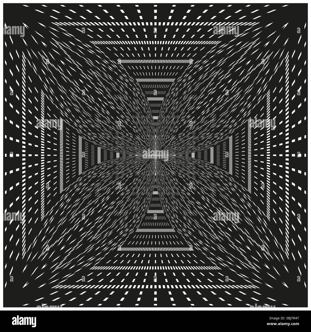 Geometric tunnel shape. Deep square illusion. Black perspective vector ...