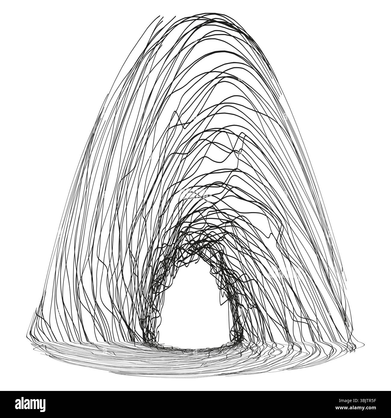 Spiral arch structure. Curved vector lines. Architectural tunnel design ...