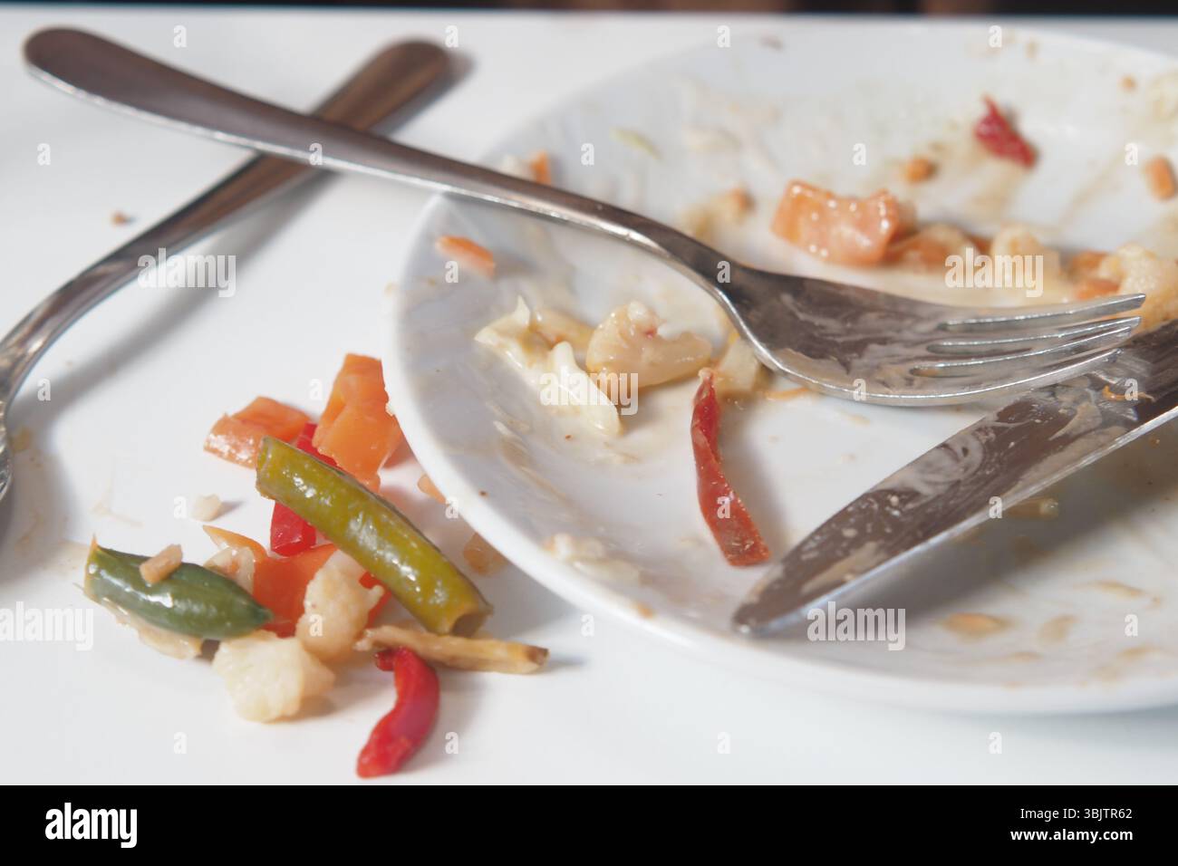 Leftover food on a plate after a delicious meal shared Stock Photo - Alamy